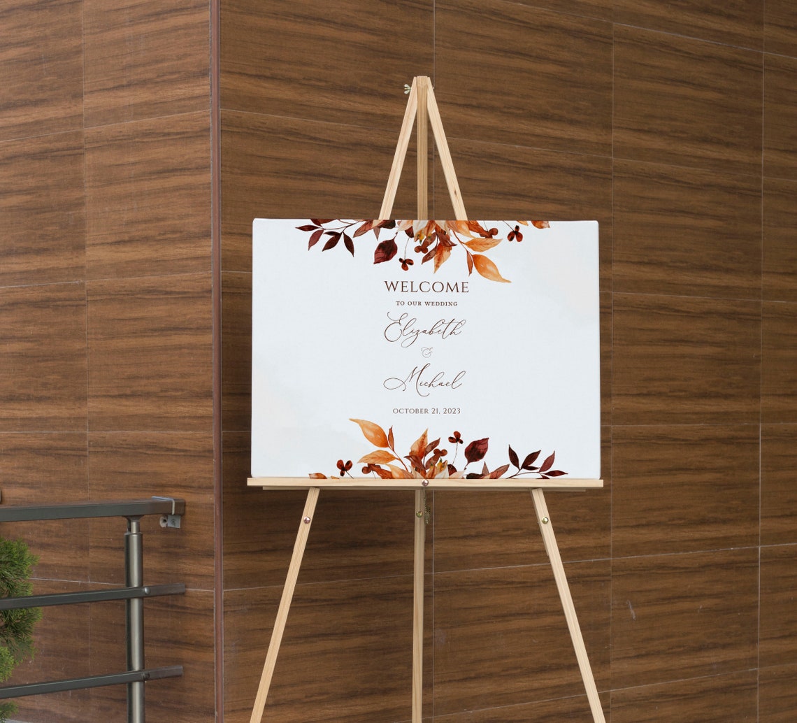 Fall Autumn Wedding Welcome Sign Template 20x16 - Etsy
