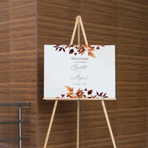 Fall Autumn Wedding Welcome Sign Template (20x16", 24x18", 30x20 ...