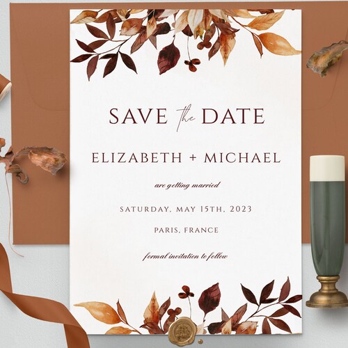 Rustic Fall Save the Date Editable Template Autumn Save Our - Etsy