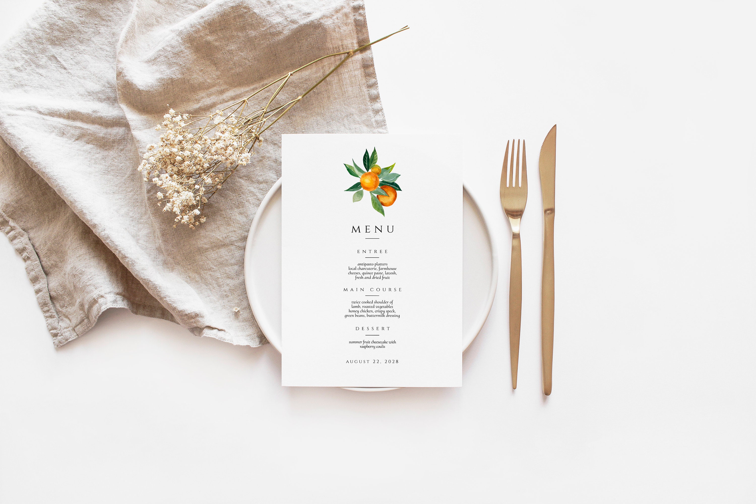 Lemon Wedding Menu Template Mediterranean Table Decor Amalfi - Etsy
