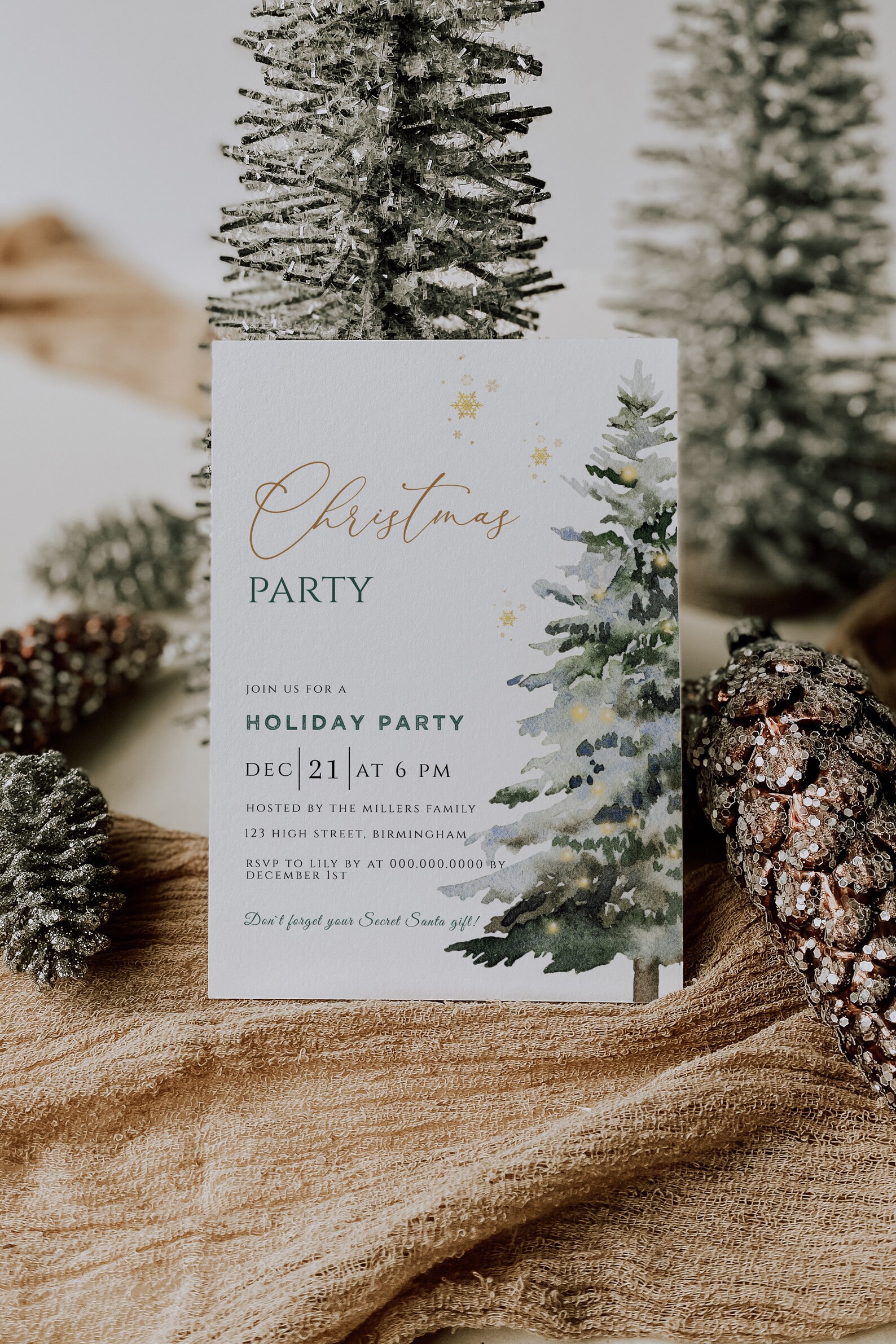 EDITABLE Holiday Party Invitation Template, Printable Christmas Party ...