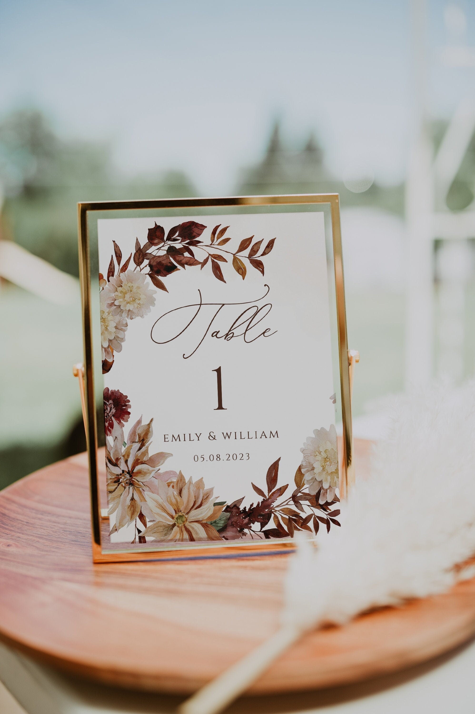 Fall Floral Wedding Table Numbers Template (editable, Digital) - Etsy