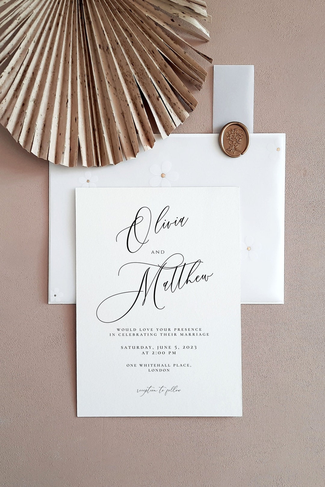 Elegant Wedding Invitation Template, Minimalist Script (editable With ...