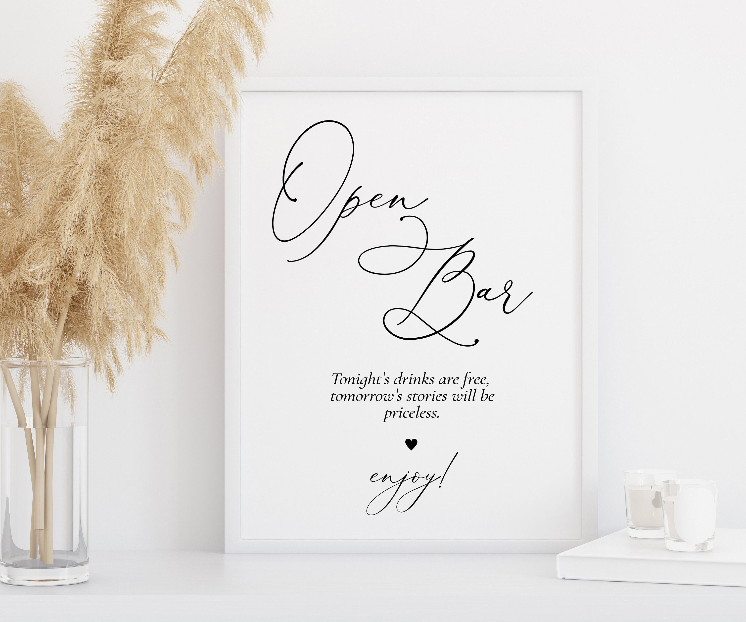 Minimalist Open Bar Wedding Sign Printable Open Bar Sign Bar - Etsy