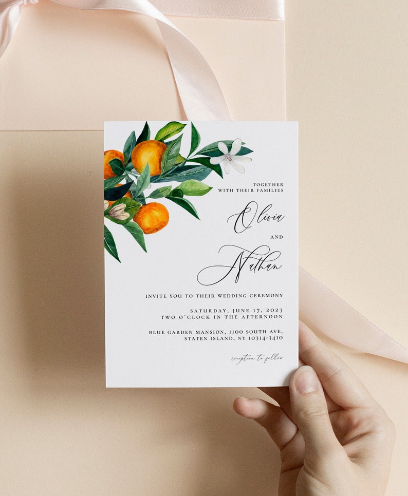 Citrus Wedding Invitation Download Orange Wedding Invitation - Etsy