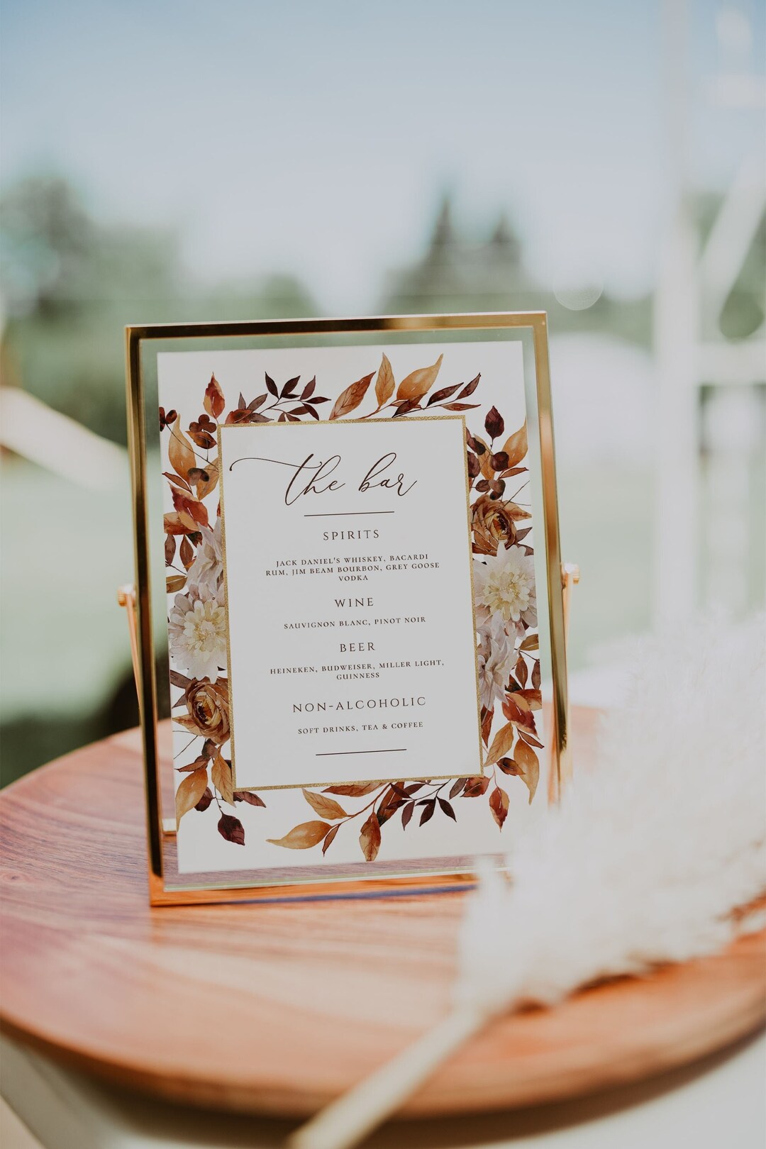 Autumn Wedding Bar Sign Template, Editable Drinks Menu (digital ...