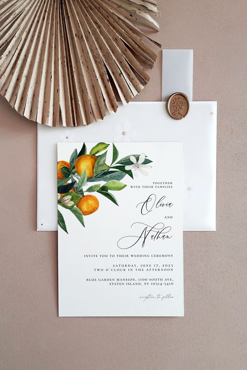 Citrus Wedding Invitation Download Orange Wedding Invitation - Etsy
