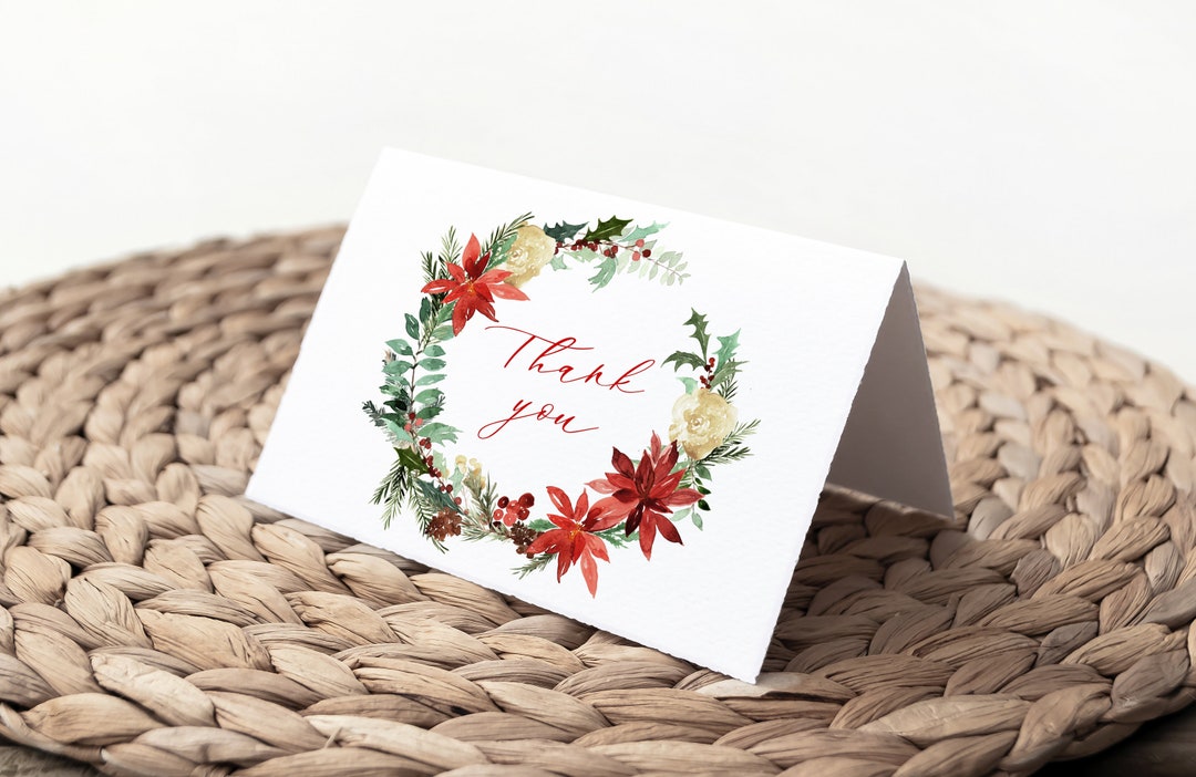 Christmas Thank You Card Template Thank You Card Printable - Etsy