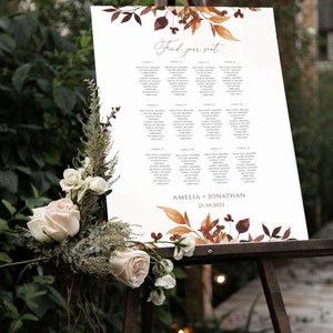 Fall Wedding Seating Chart, Autumn Wedding Seat Template, DIY, Editable ...