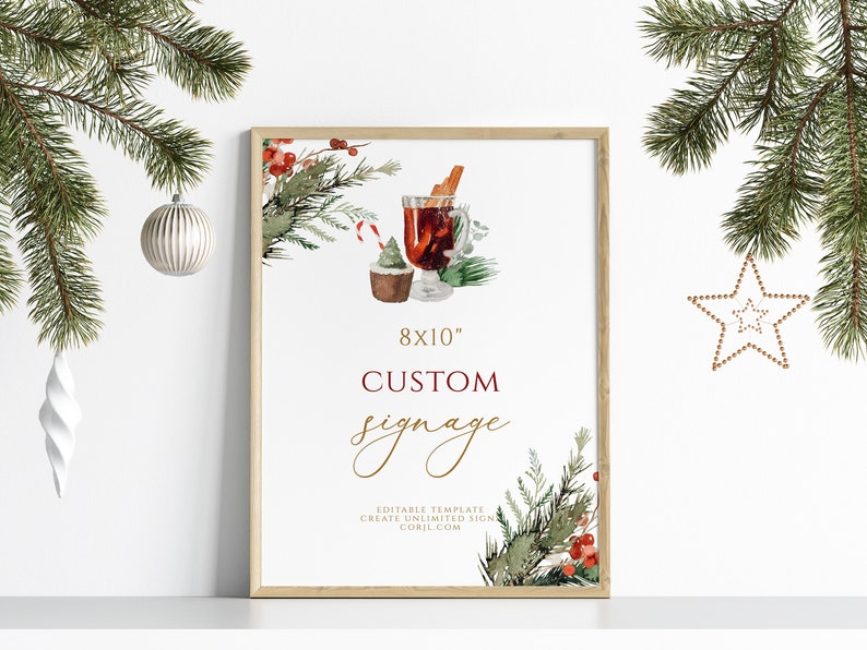 Editable Christmas Sign Template, 8x10 Winter Table Decor (digital ...