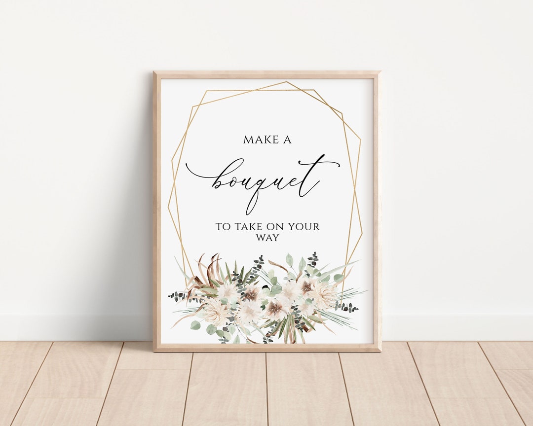 Wildflower Bouquet Making Sign Template, Bouquet Bar Sign 8x10", Make a ...