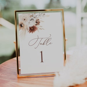 Printable Boho Table Numbers Template, Modern Wedding Table Numbers ...