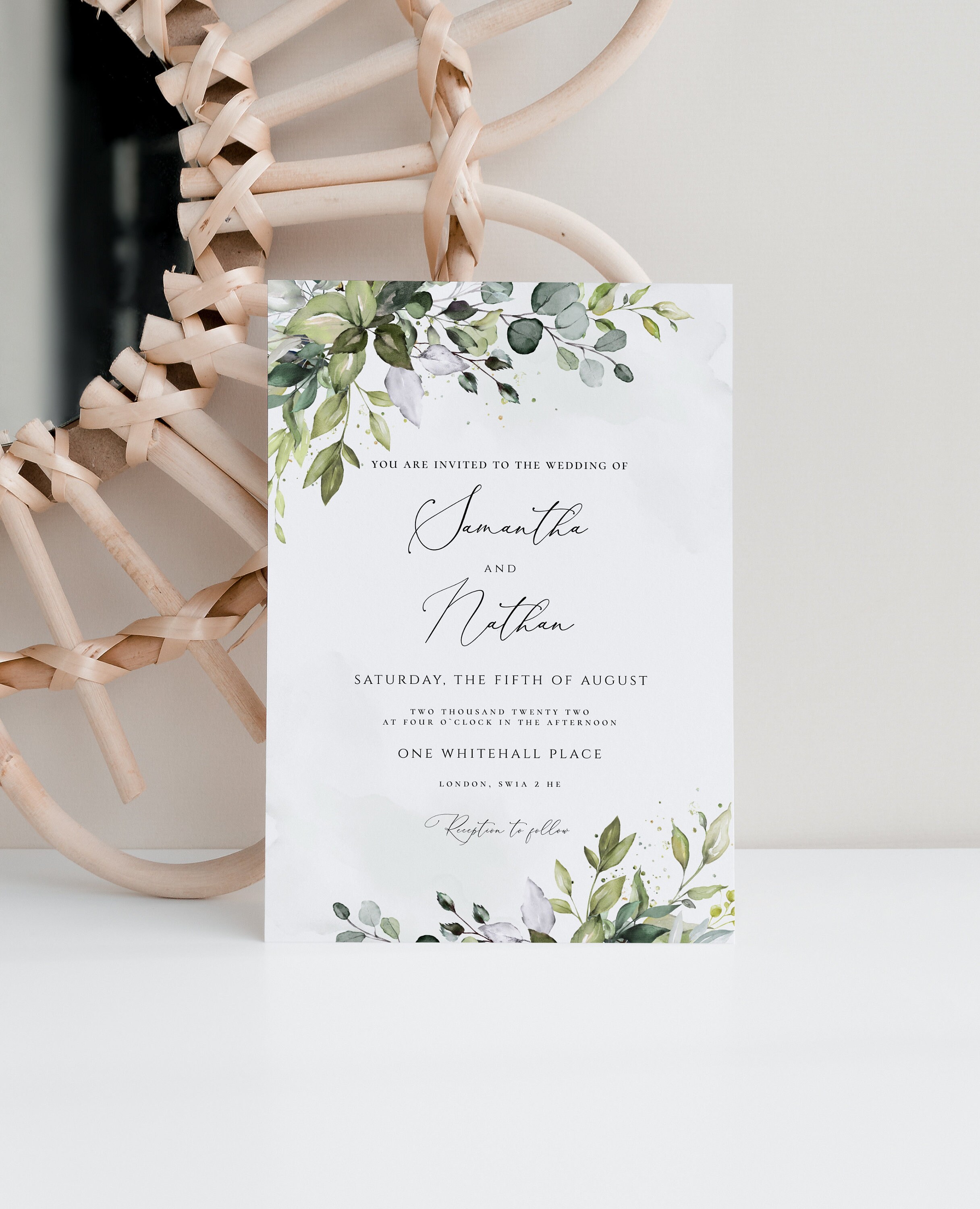 Wedding Greenery Invitation Template Boho Wedding Invite - Etsy