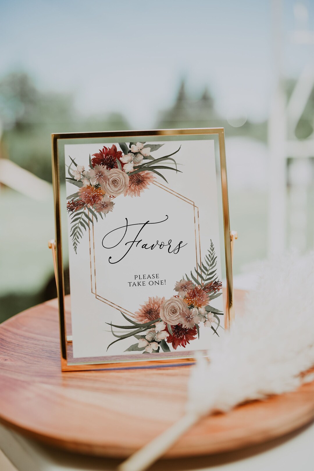 Rustic Terracotta Wedding Favors Sign Template, Fall Autumn Wedding ...