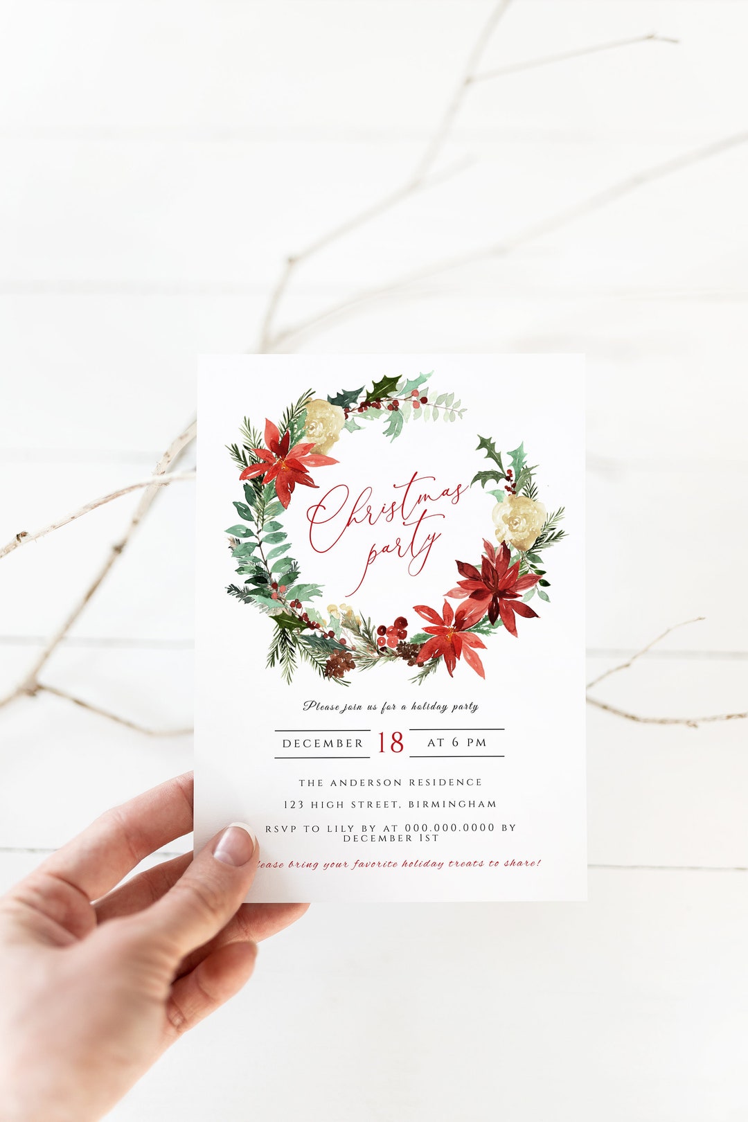 EDITABLE Holiday Party Invitation, Editable Invitation Template ...