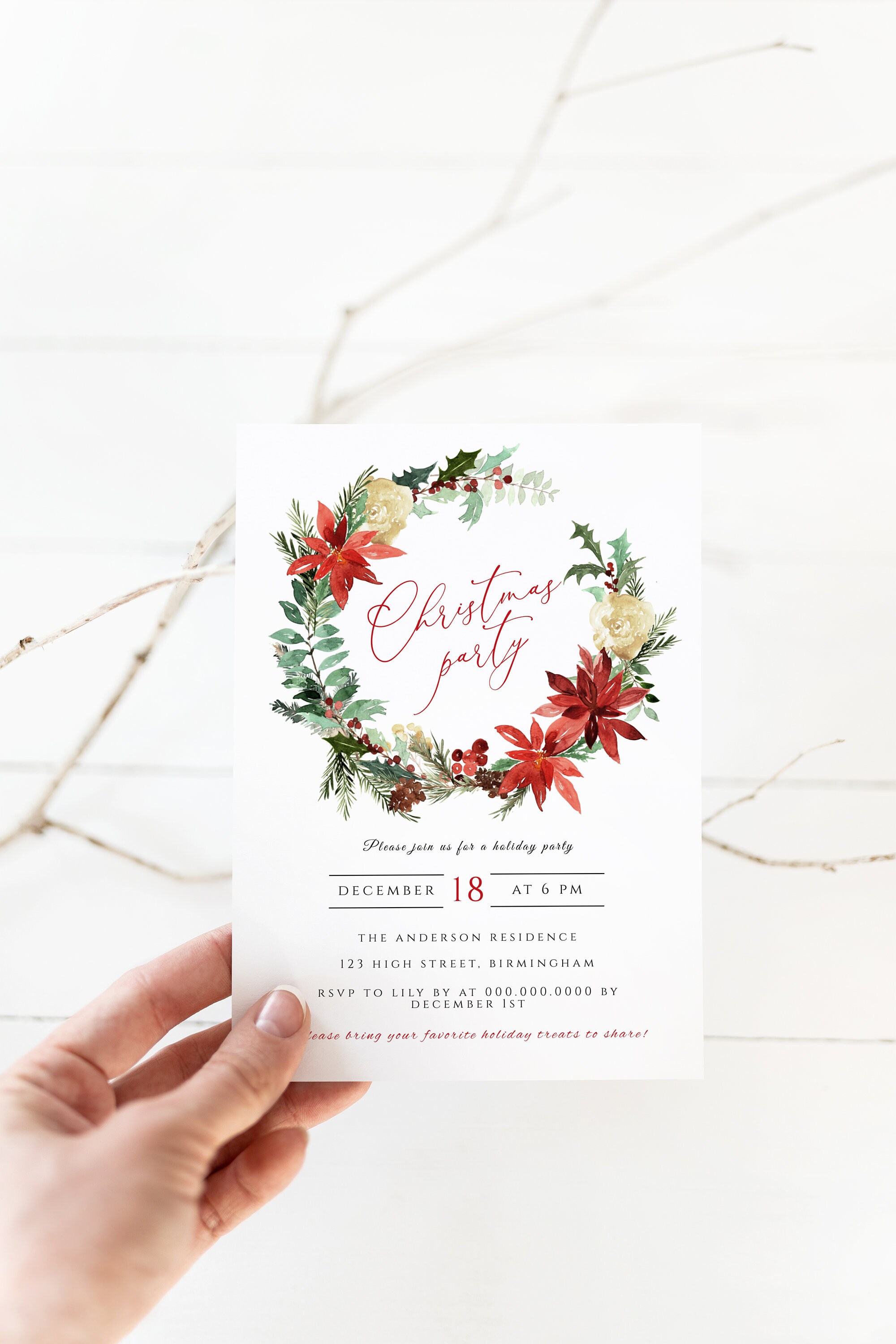 EDITABLE Holiday Party Invitation, Editable Invitation Template ...