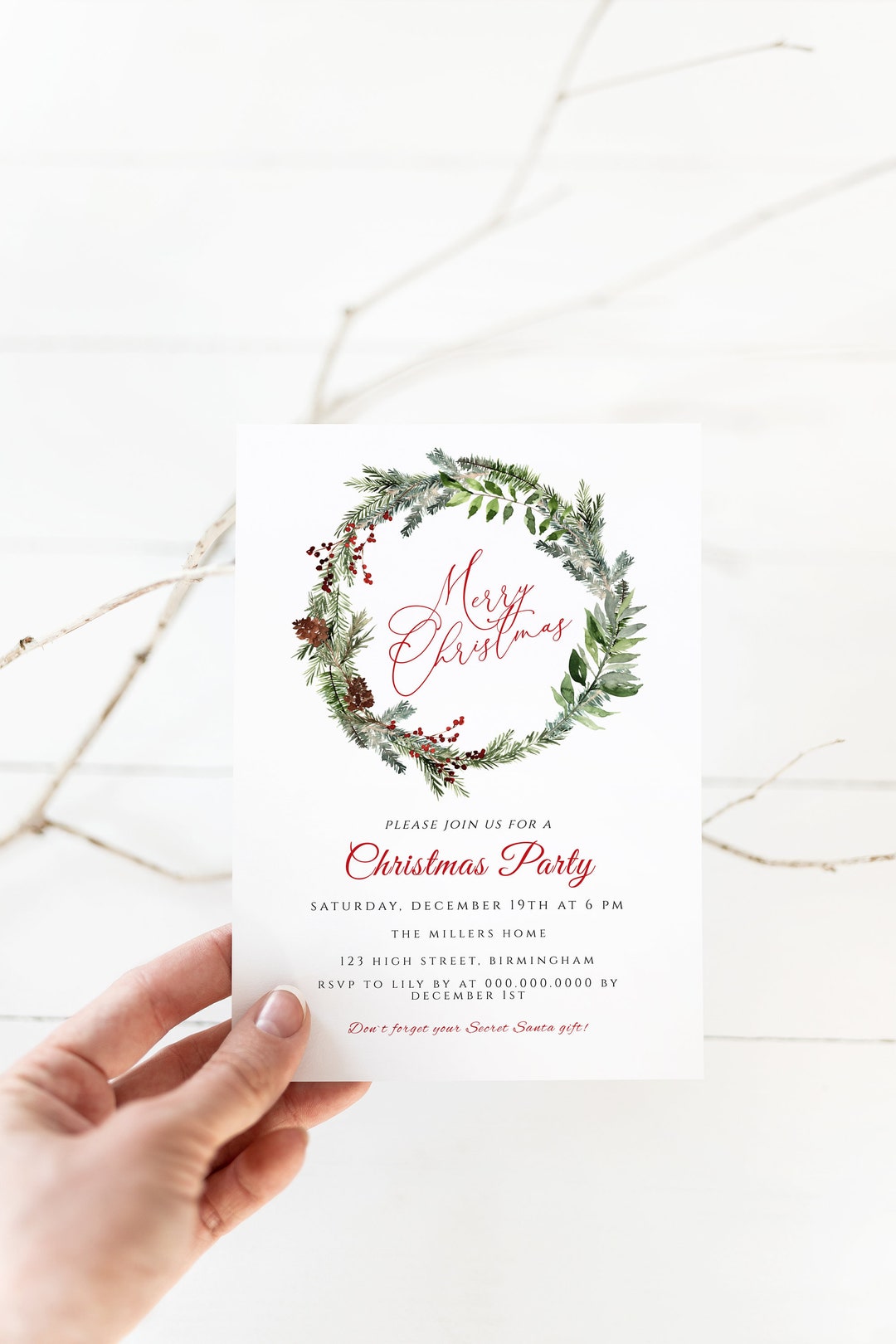 EDITABLE Holiday Party Invitation, Editable Invitation Template ...