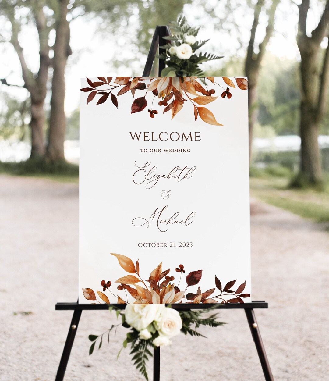 Fall Wedding Welcome Sign Template, Autumn Leaves (digital Download) - Etsy