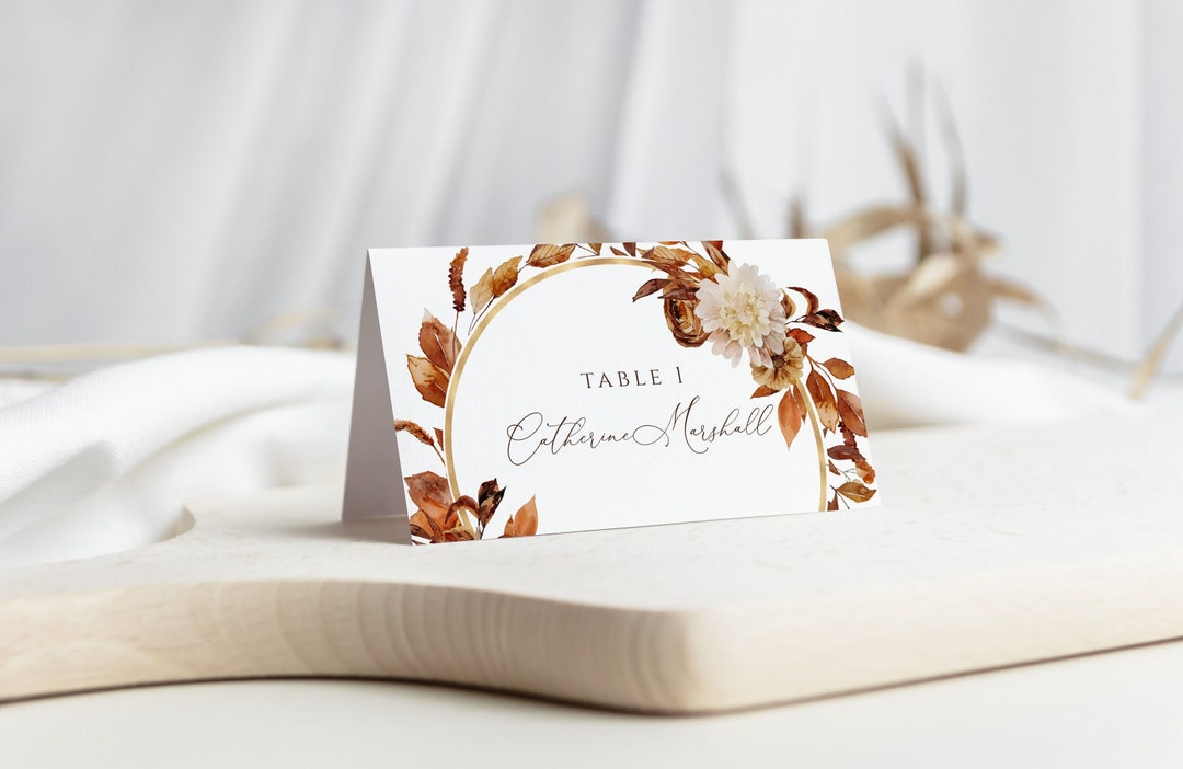 Fall Table Name Cards, Rustic Name Signs, Autumn Wedding Table Signs ...