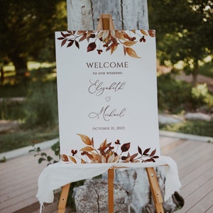 Fall Wedding Welcome Sign Template (18x24" & 24x36"), Autumn Wedding ...