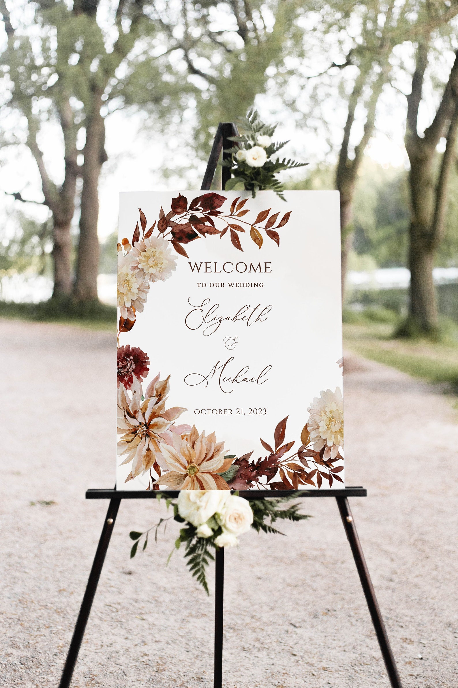 Fall Wedding Welcome Sign Template 18x24 & 24x36, Autumn Wedding ...