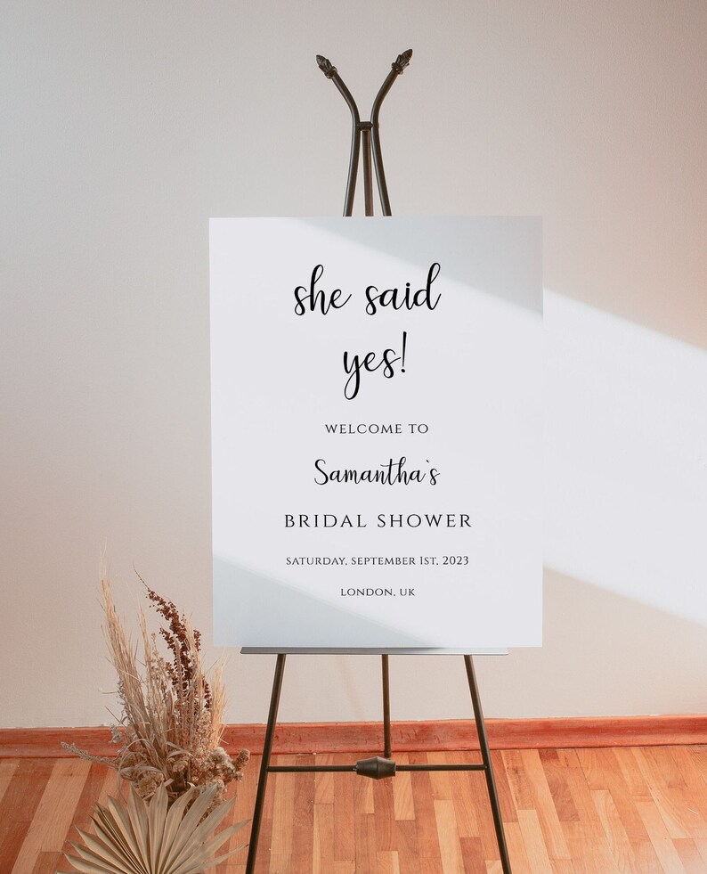 Bridal Shower Shower Welcome Sign Template She Said Yes - Etsy