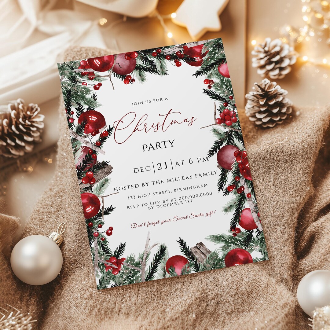 EDITABLE Holiday Christmas Party Invitation, Editable Invitation ...