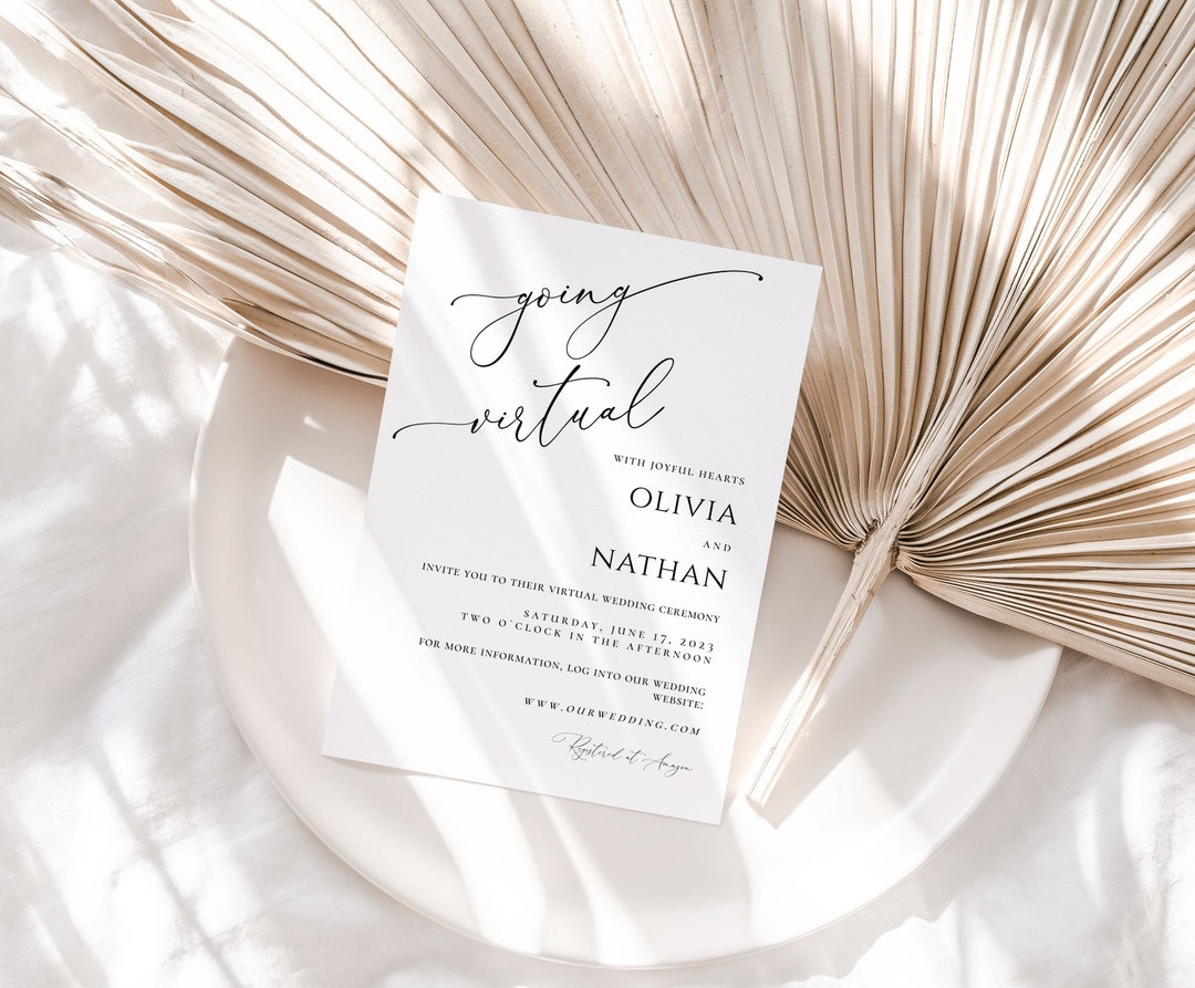 Virtual Wedding Invitation Modern Minimalist Wedding Invitation, Simple ...