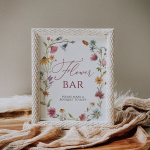 Wildflower Flower Bar Sign Template 8x10, Editable Printable Bouquet ...