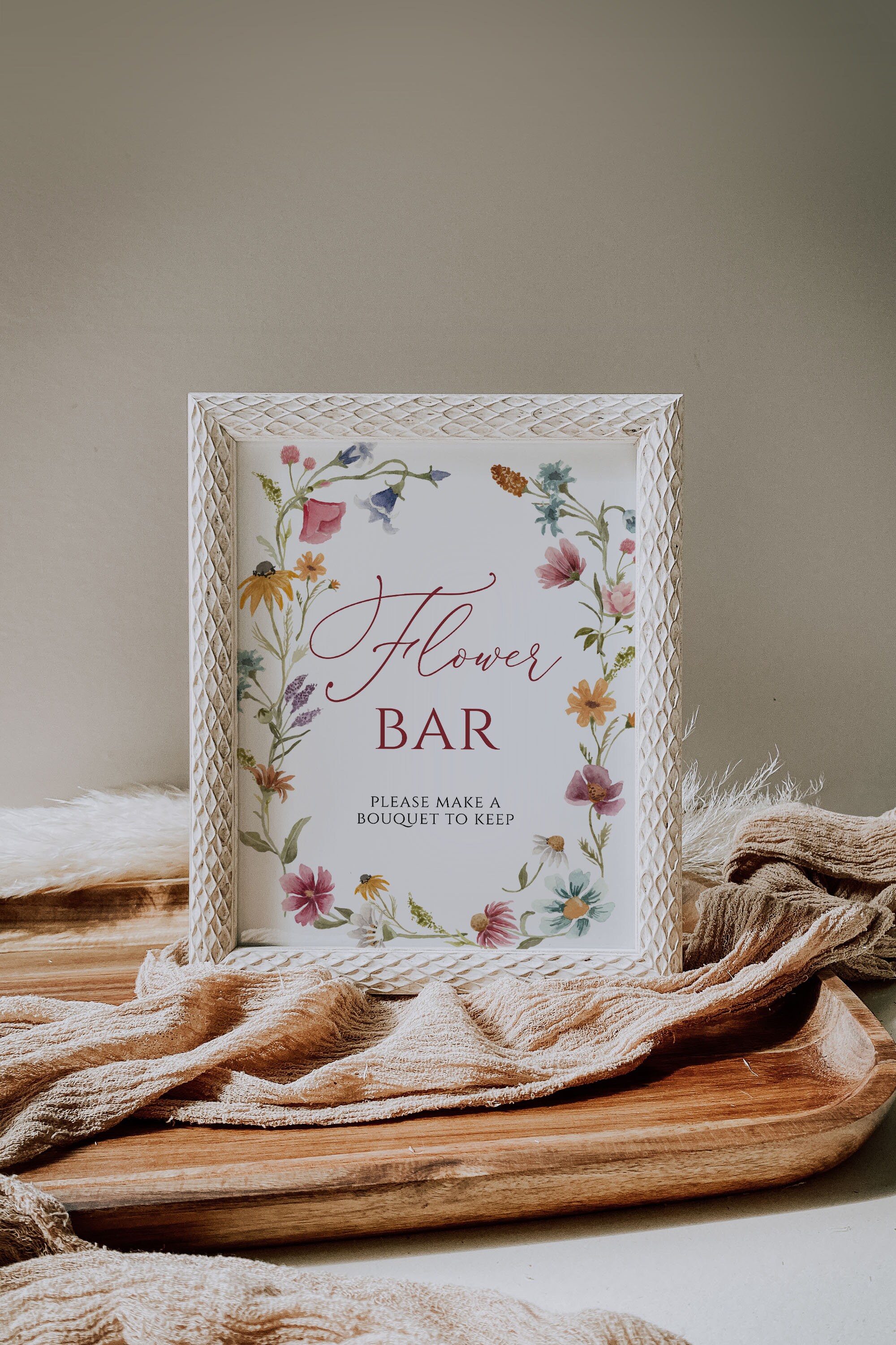 Wildflower Flower Bar Sign Template 8x10 Editable - Etsy