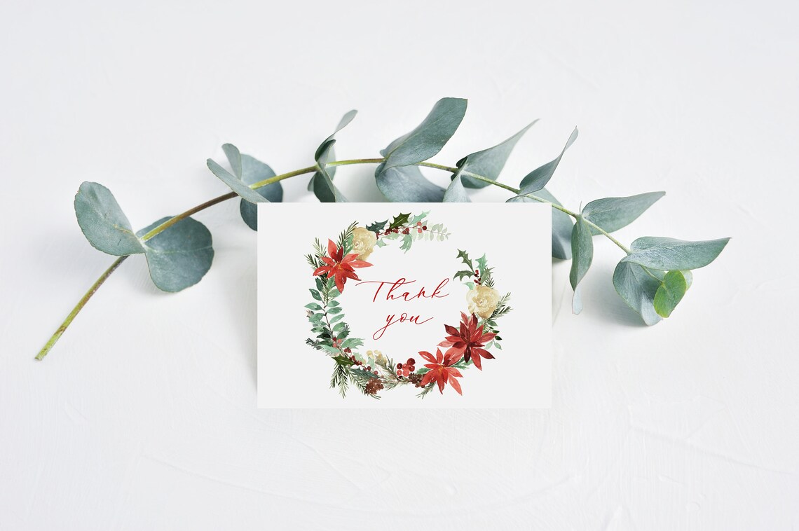 Christmas Thank You Card Template Thank You Card Printable - Etsy
