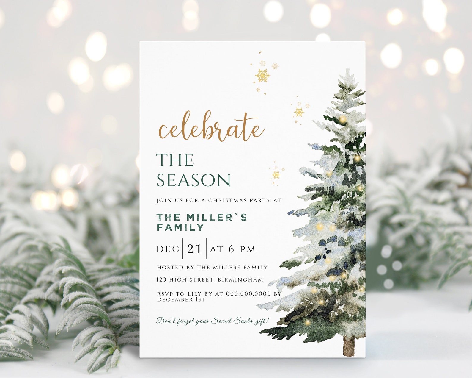 Christmas Invitation, Christmas Trees Party Invitation, Holiday Trees ...