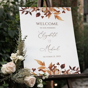 Fall Wedding Welcome Sign Template (18x24" & 24x36"), Autumn Wedding ...