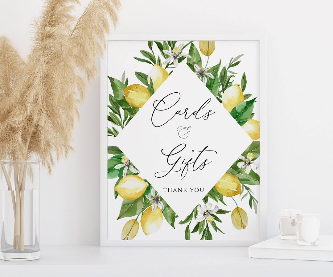 Printable Lemon Cards and Gifts Wedding Sign Template, Editable Citrus ...