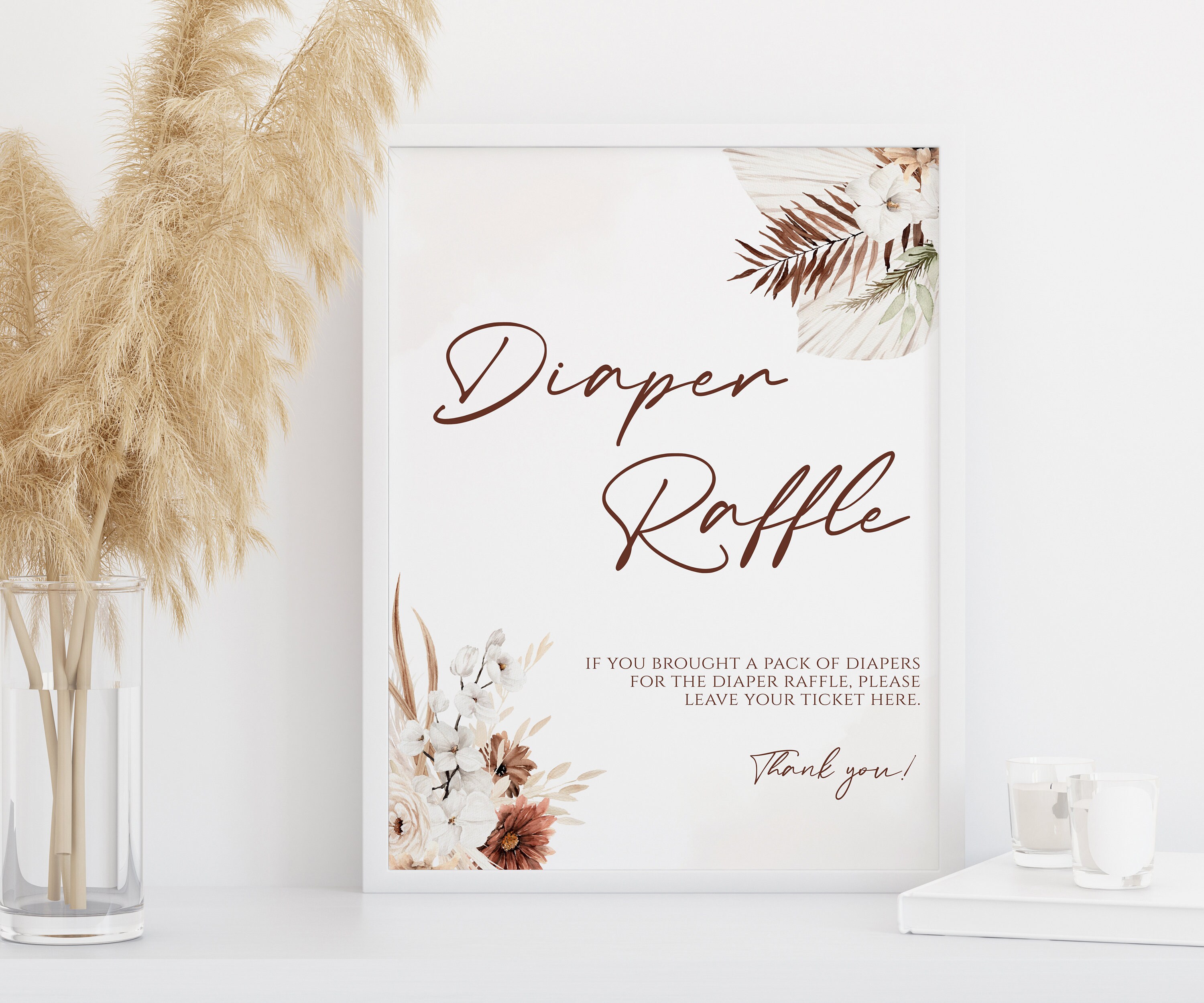 Diaper Raffle Game Sign Baby Shower Sign Boho Pampas - Etsy