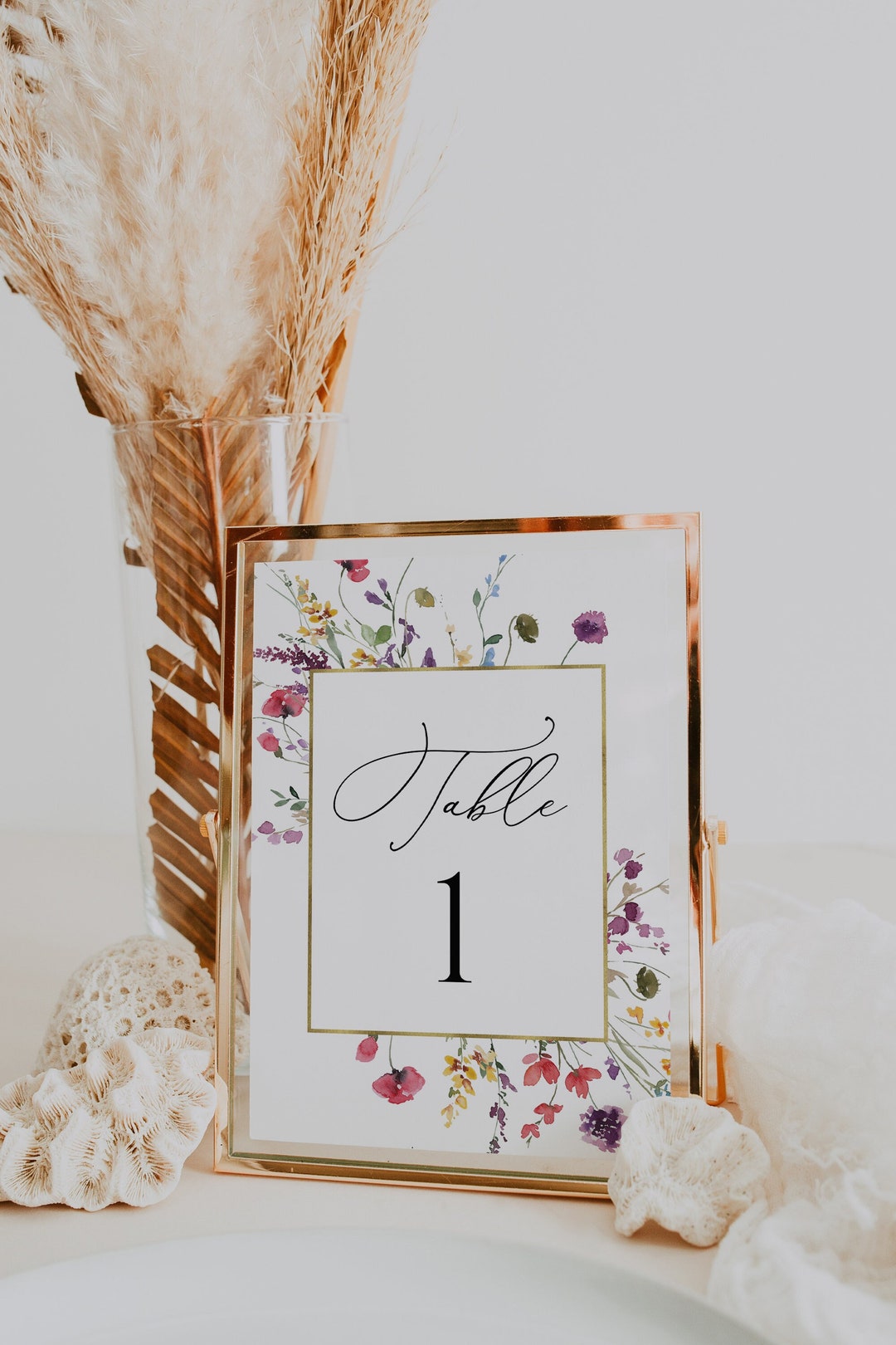 Wildflower Wedding Table Numbers, Floral Spring Summer Reception Decor ...