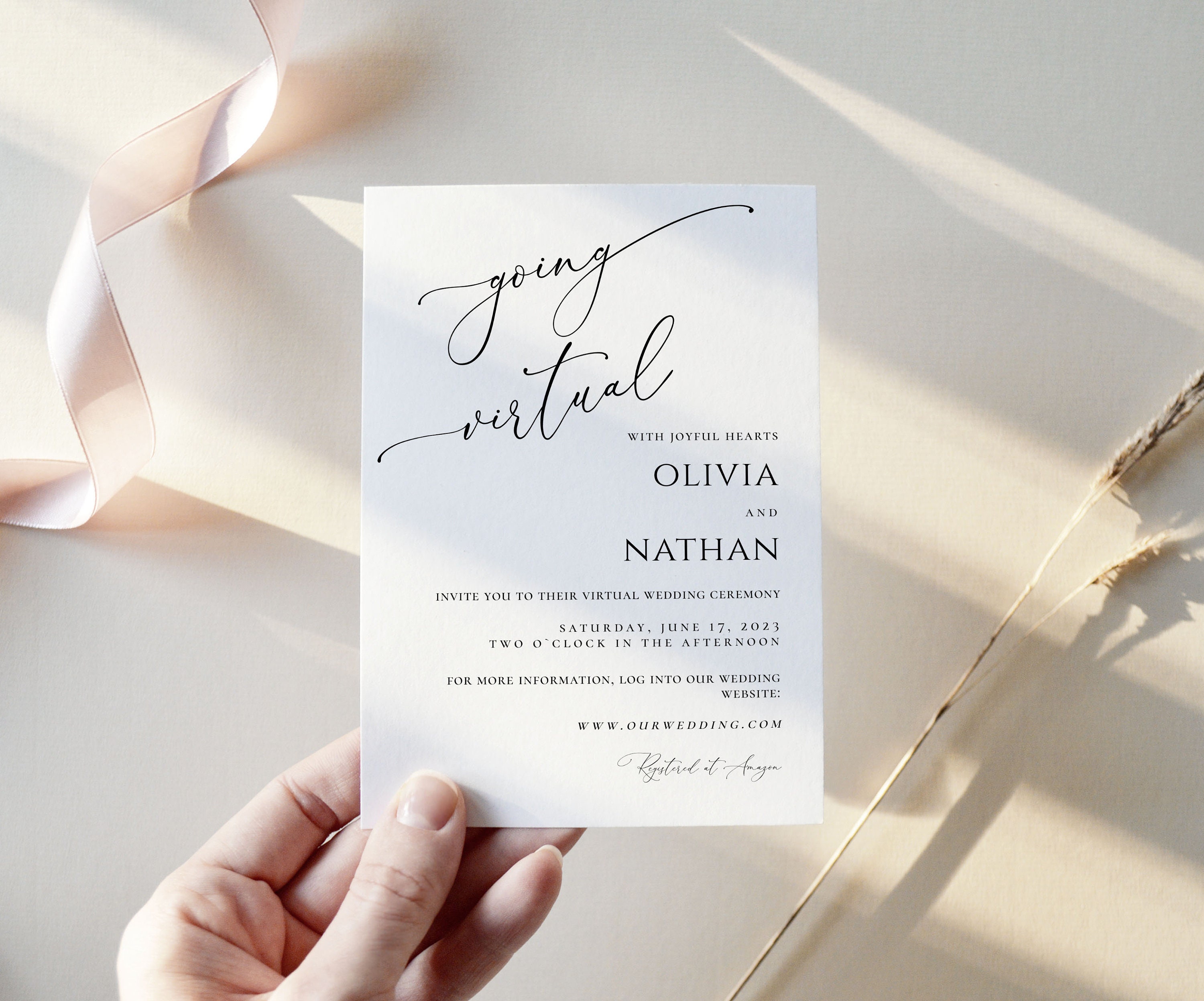 Virtual Wedding Invitation Modern Minimalist Wedding - Etsy
