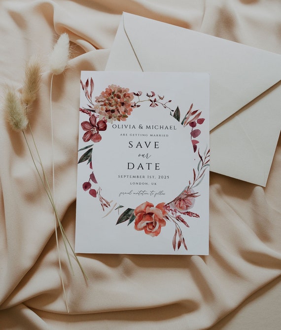 Save the Date Fall Invitation Template Wedding Autumn Save | Etsy