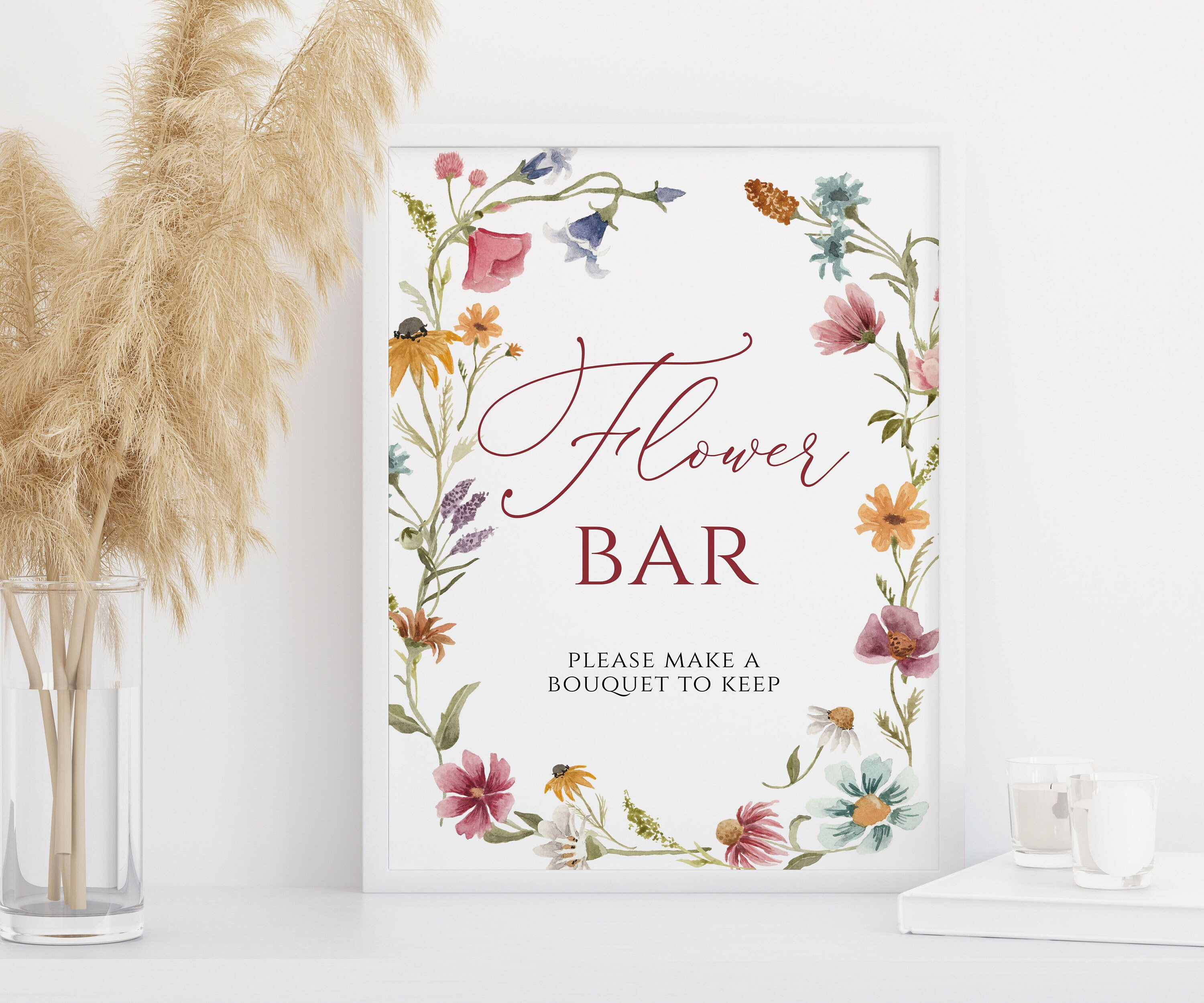 Wildflower Flower Bar Sign Template 8x10 Editable - Etsy