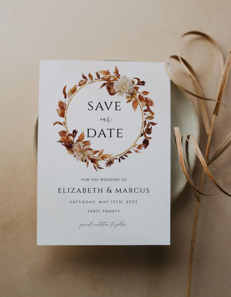 Save the Date Fall Invitation Template Wedding Autumn Save - Etsy