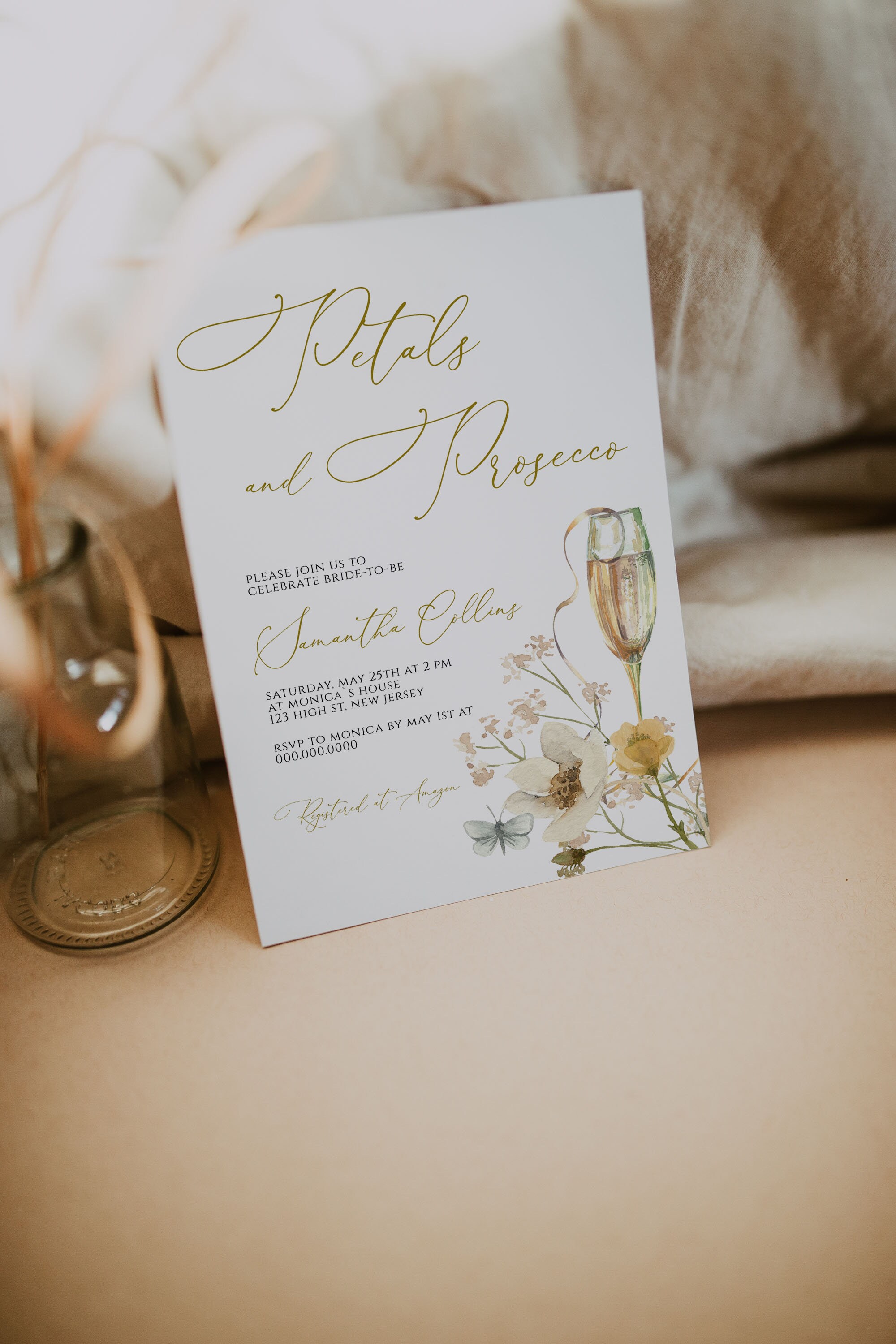 Petals and Prosecco Wildflower Bridal Shower Invitation - Etsy