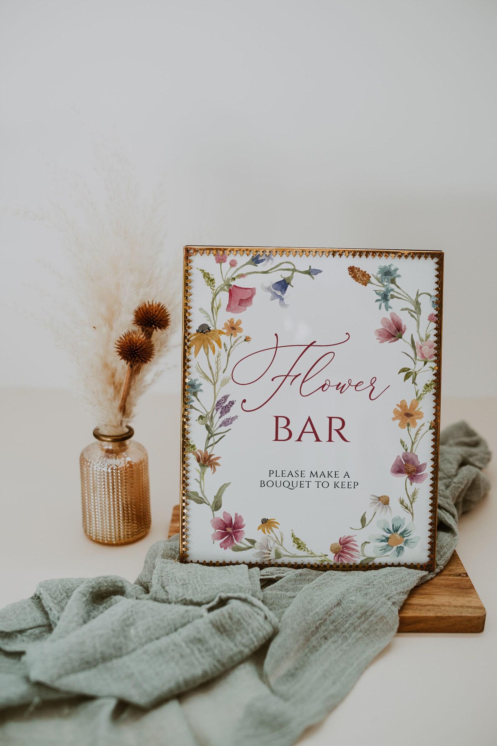 Wildflower Flower Bar Sign Template 8x10 Editable - Etsy