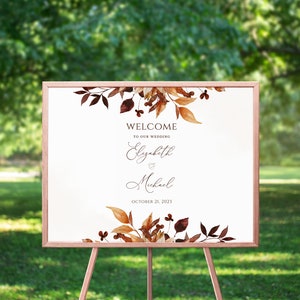 Fall Autumn Wedding Welcome Sign Template (20x16", 24x18", 30x20 ...