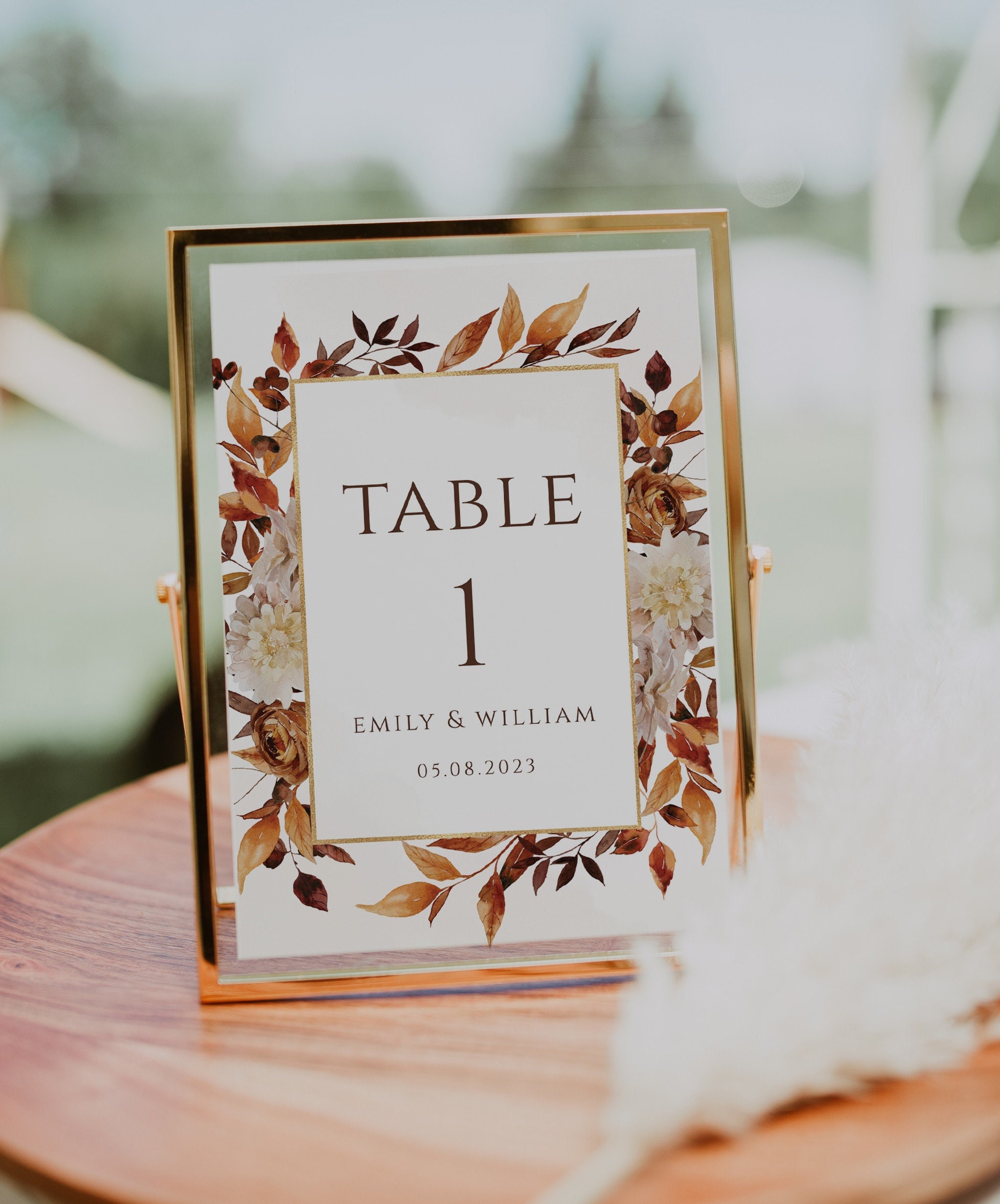 Fall Wedding Table Numbers Table Number Template Seating | Etsy