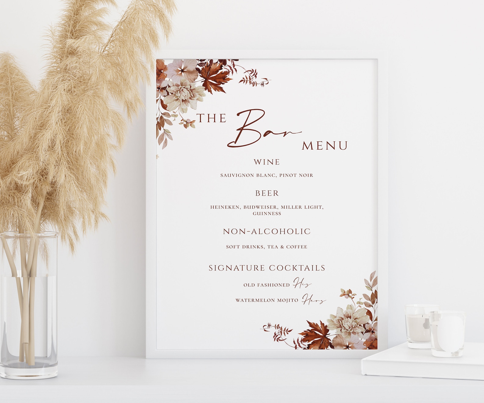 Autumn Wedding Bar Sign, the Bar Wedding Sign, Garden Wedding Bar Menu ...