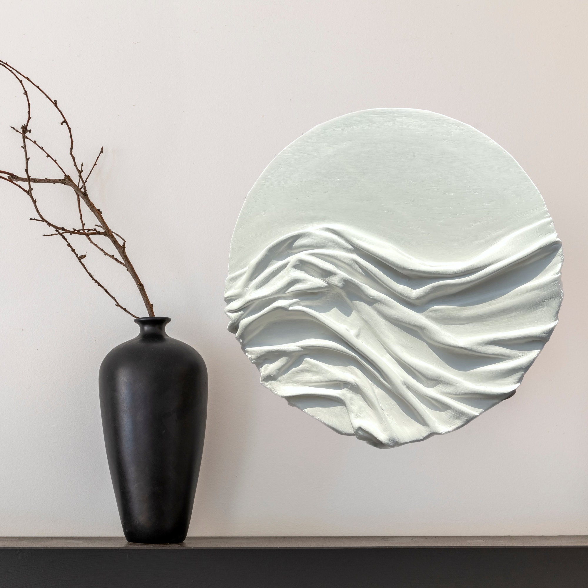 Original Minimalist Textile Plaster Wall Art, Clay Draped Imitation, 3D ...