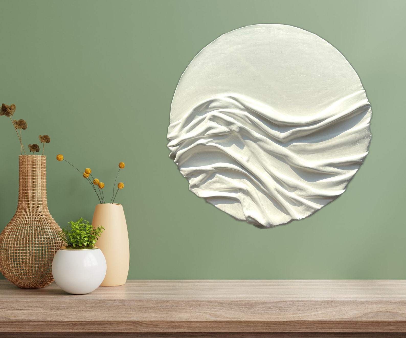 Original Minimalist Textile Plaster Wall Art, Clay Draped Imitation, 3D ...