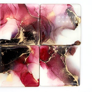 Alcohol Ink Resin Coasters Set of 4 Drink Coasters Abstract - Etsy