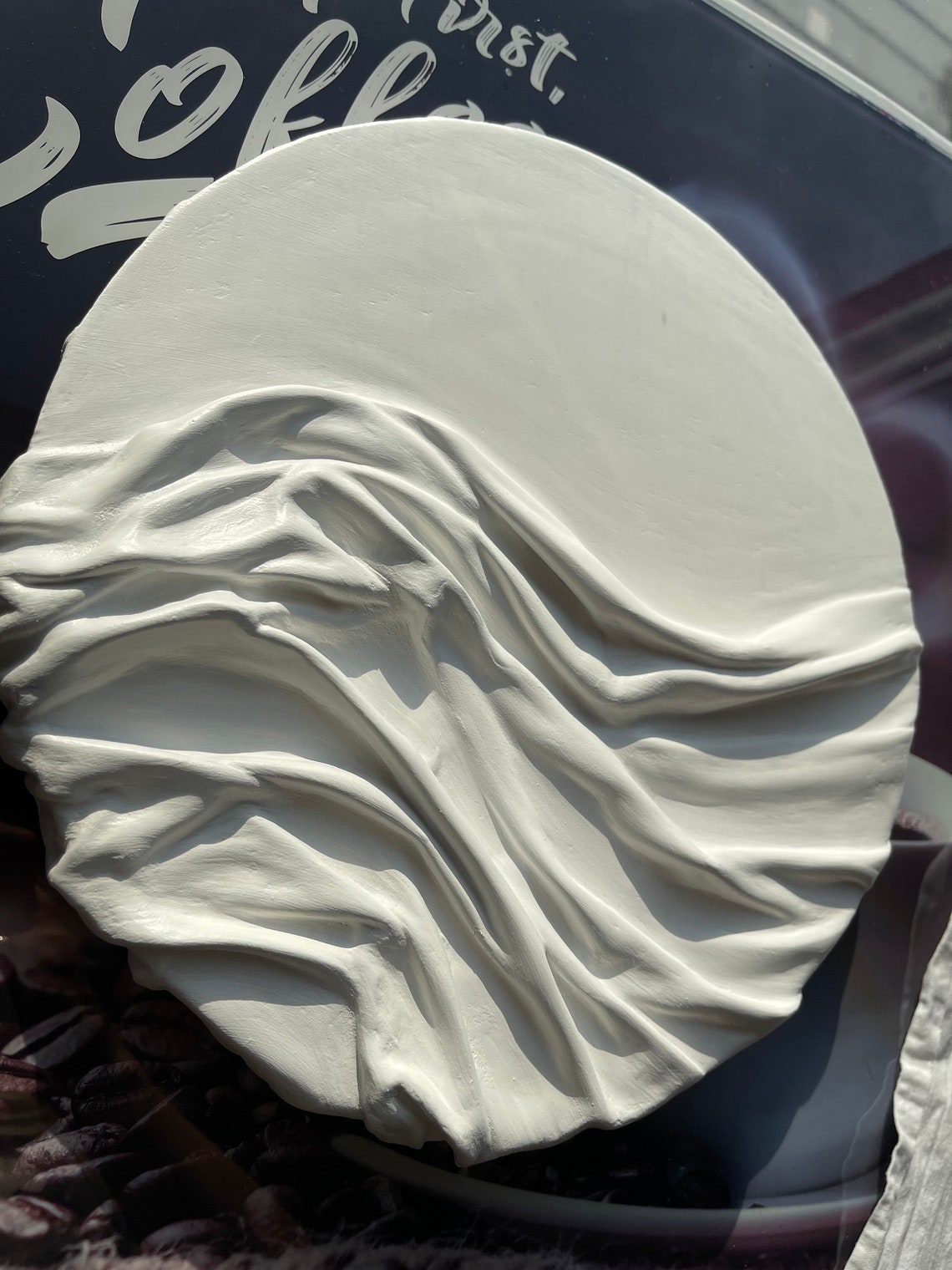 Original Minimalist Textile Plaster Wall Art, Clay Draped Imitation, 3D ...