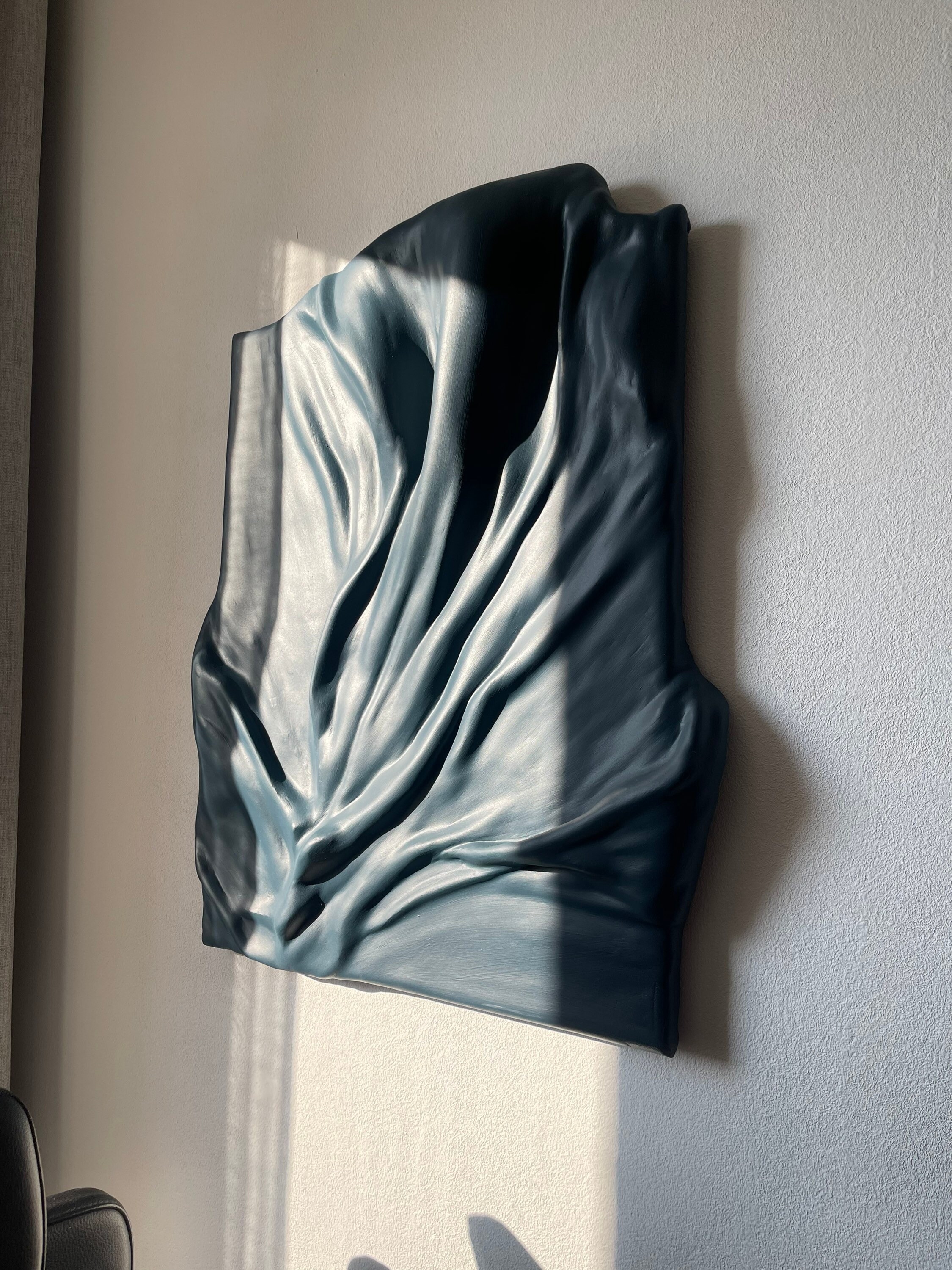 Original Minimalist Textile Plaster Wall Art, Clay Draped Imitation, 3D ...